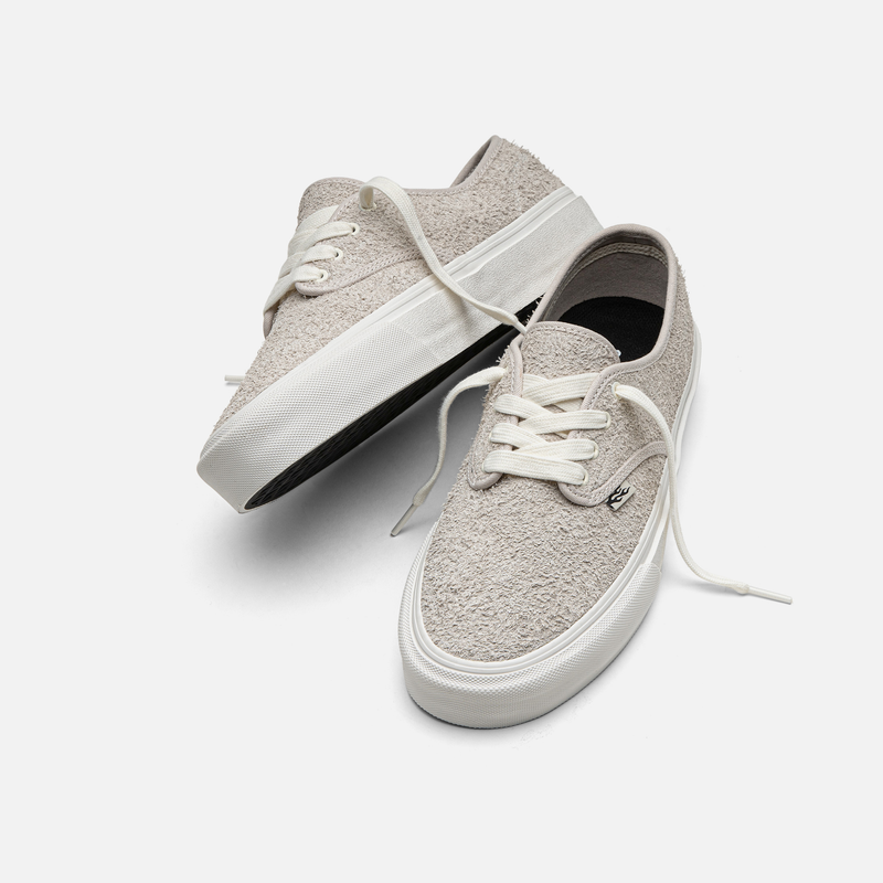 STRAYE Gower Cream Hairy Suede minimalist low-top skate shoe