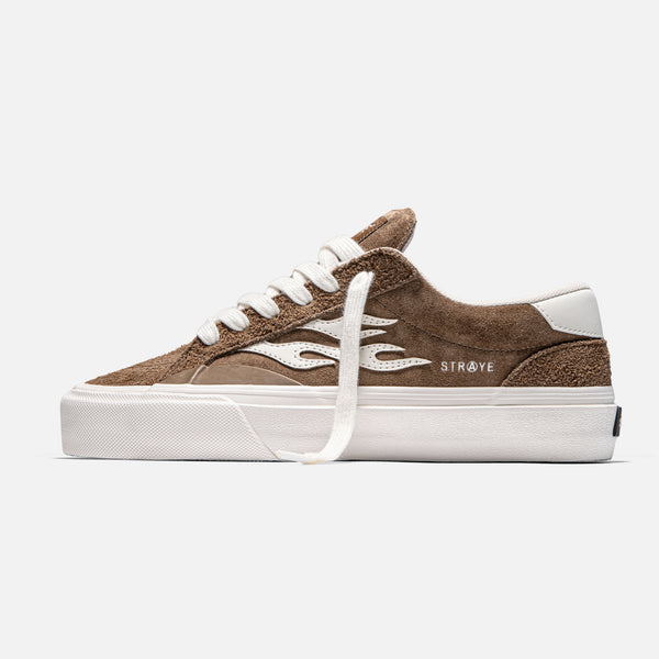 STRAYE Logan Brown Flame hairy suede + suede low-top skate shoe