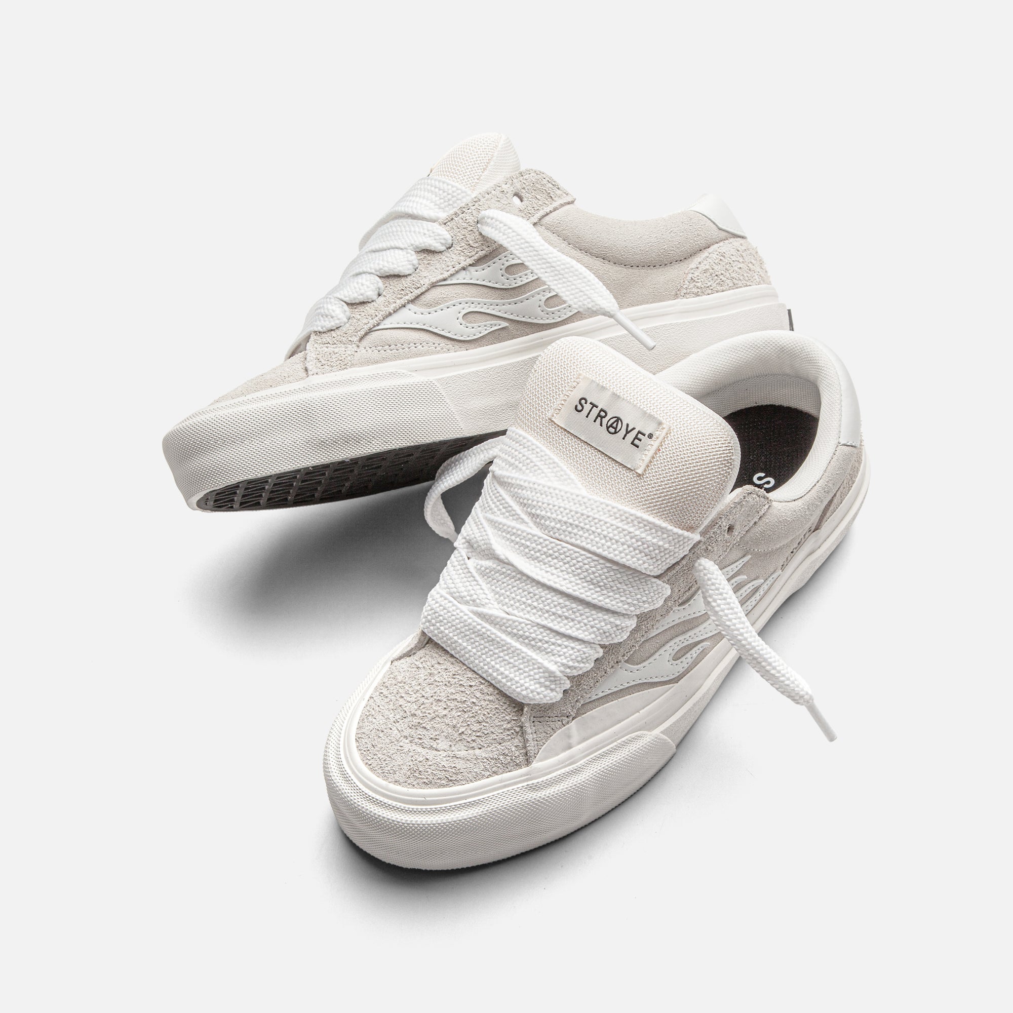 STRAYE Logan Puff Cream hairy suede + suede — puffy low-top skate shoe