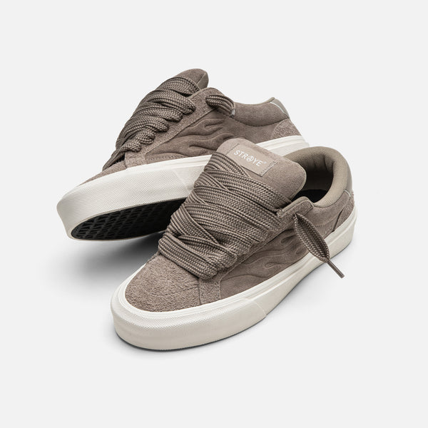 STRAYE Logan Puff Taupe Bevel hairy suede + suede — puffy low-top skate ...