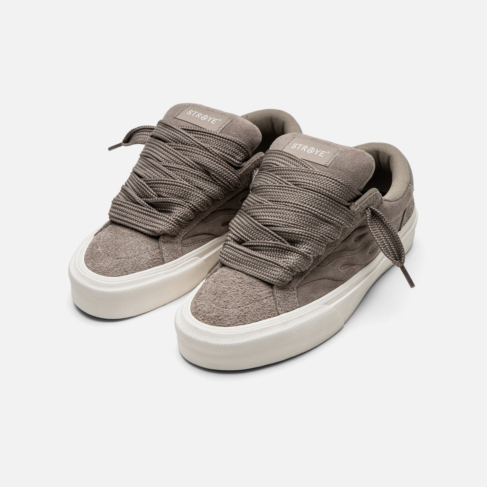STRAYE LOGAN PUFF - TAUPE BEVEL | Hairy Suede / Suede Low Top Skate Shoes