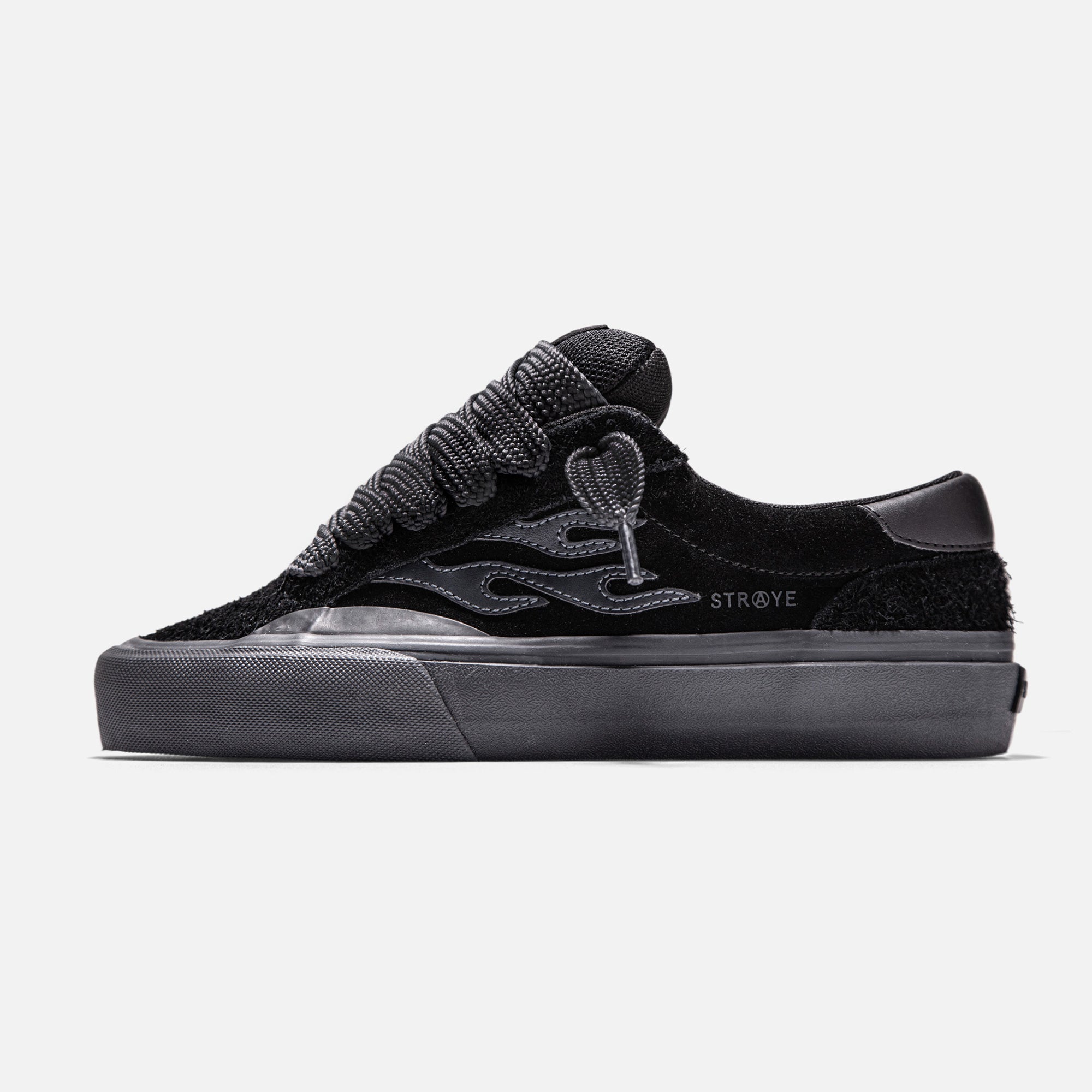 STRAYE LOGAN PUFF - BLACKOUT | Hairy Suede / Suede Low Top Skate Shoes