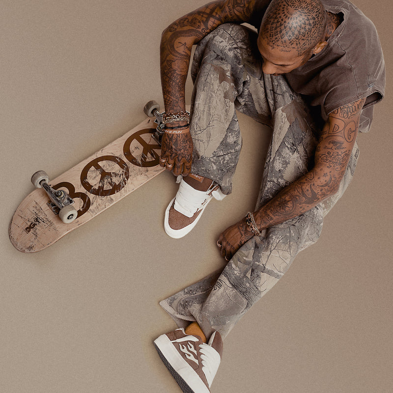 STRAYE Logan Puff Brown Boo Johnson Hairy Suede + Suede low-top skate shoe