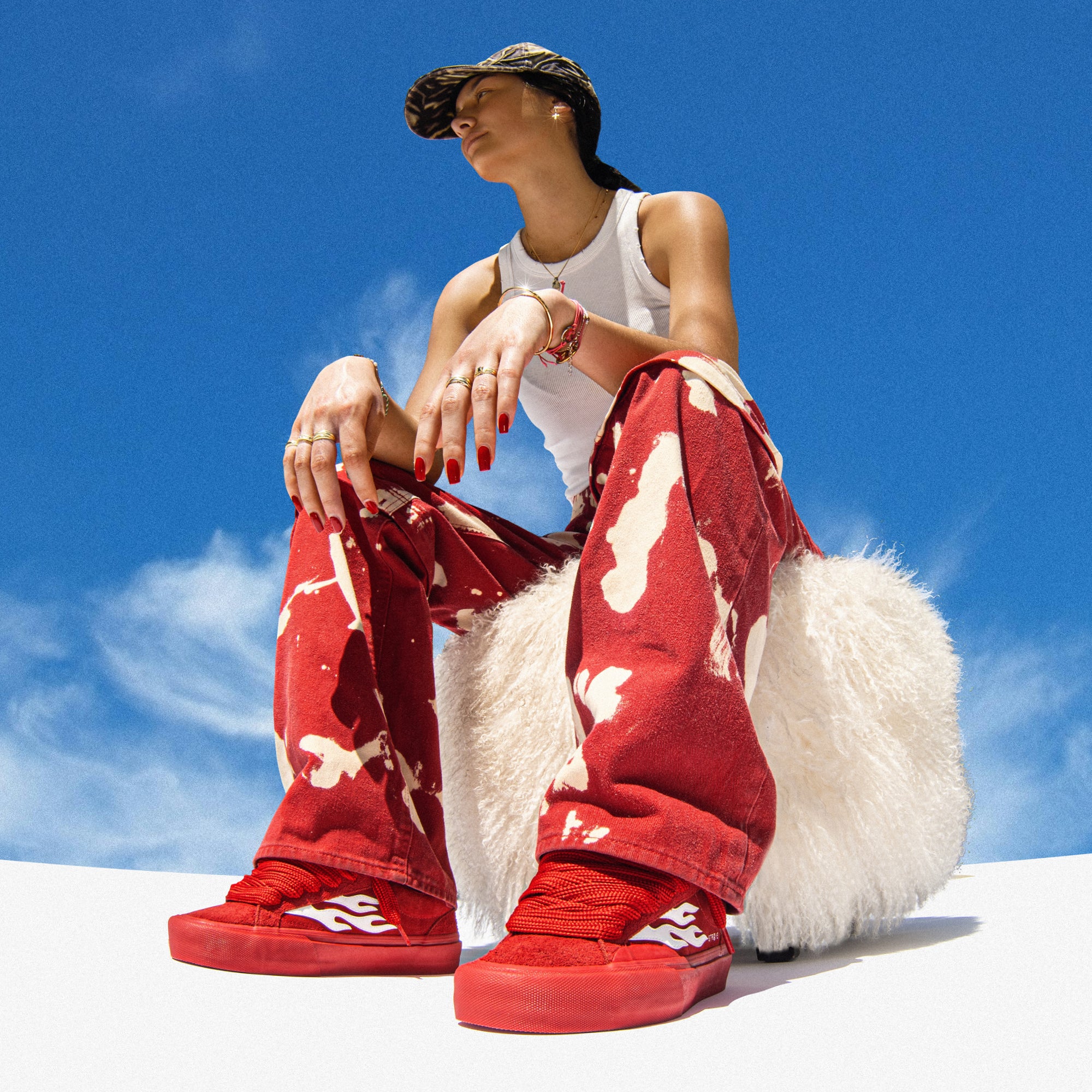 STRAYE Logan Puff Cupid hairy suede + suede — puffy low-top skate shoe