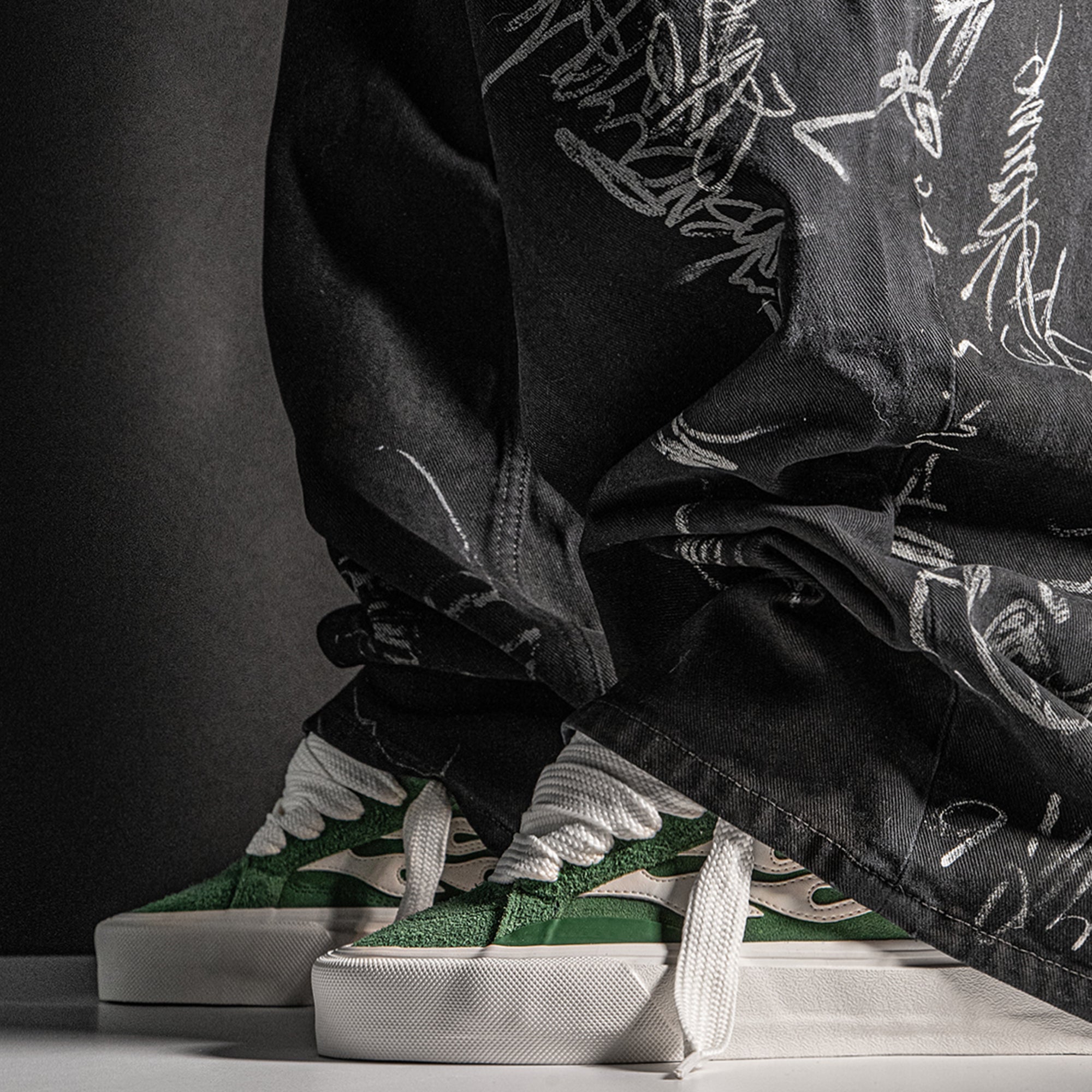 STRAYE Logan Puff Forest Hairy Suede + Suede low-top skate shoe