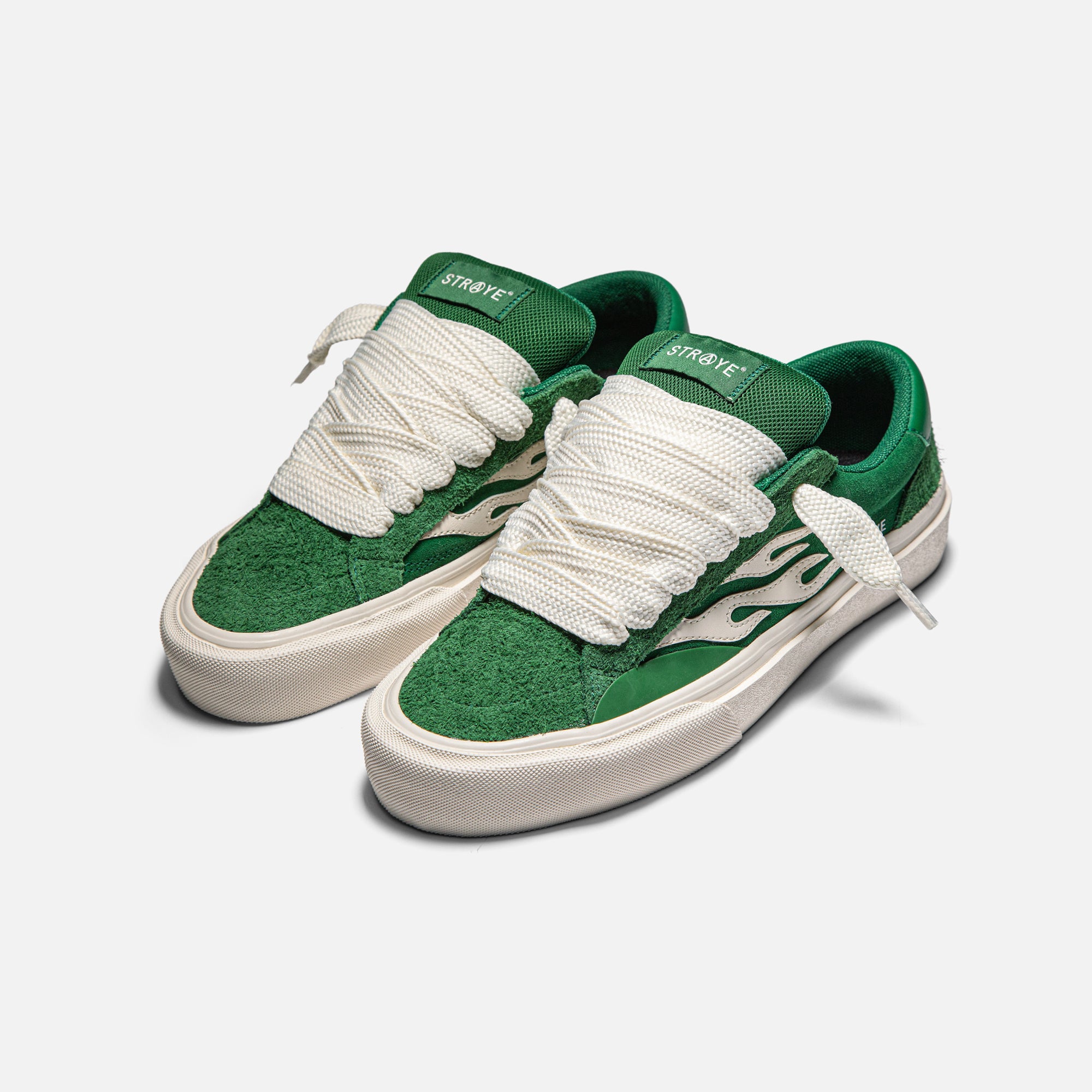 STRAYE LOGAN PUFF - FOREST | Hairy Suede / Suede Low Top Skate Shoes