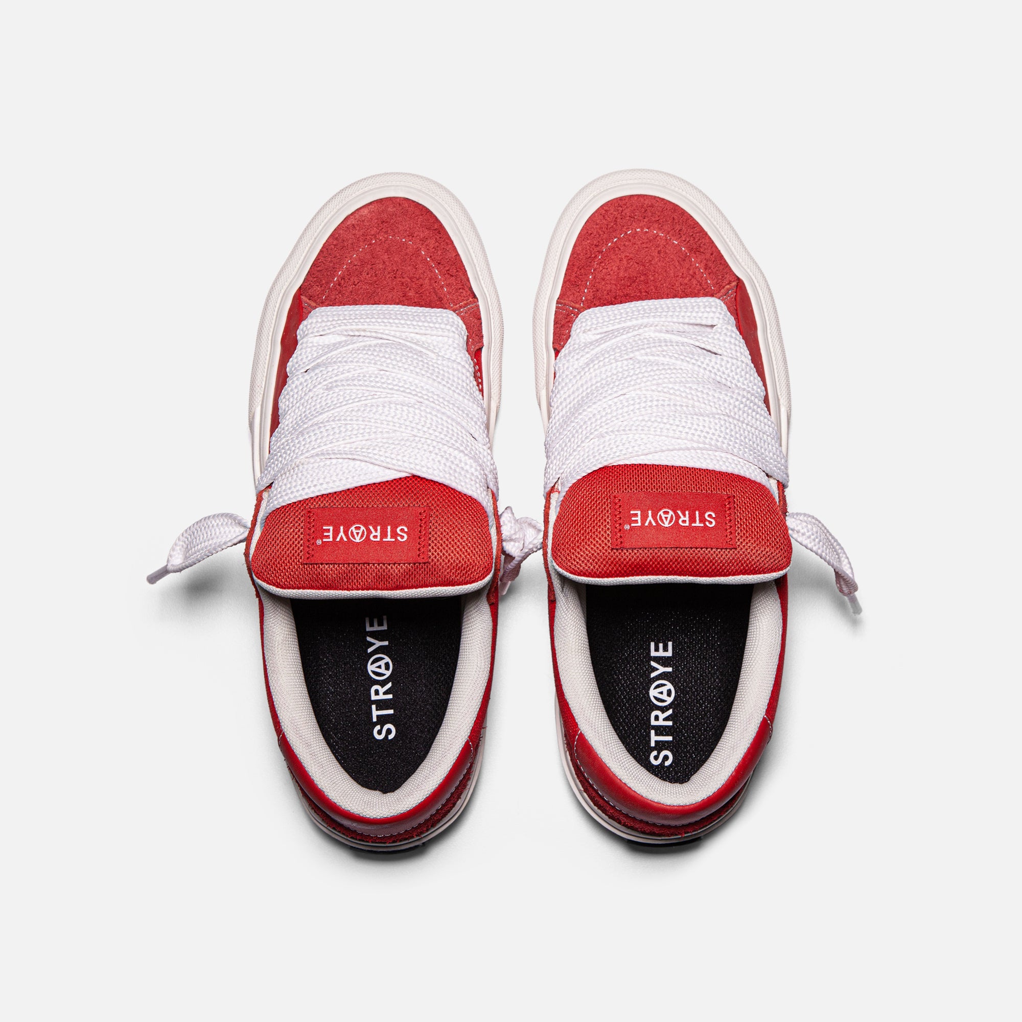 STRAYE LOGAN PUFF - RED | Hairy Suede / Canvas Low Top Skate Shoes