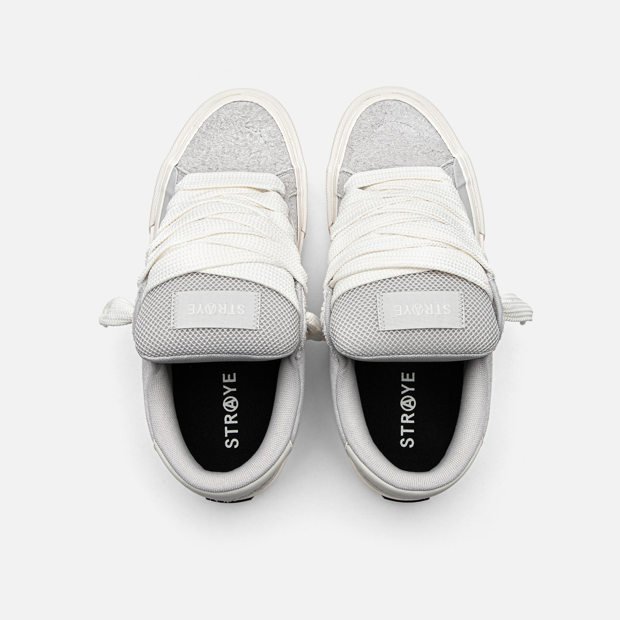 STRAYE Logan Puff Silver Hairy Suede + Suede low-top skate shoe