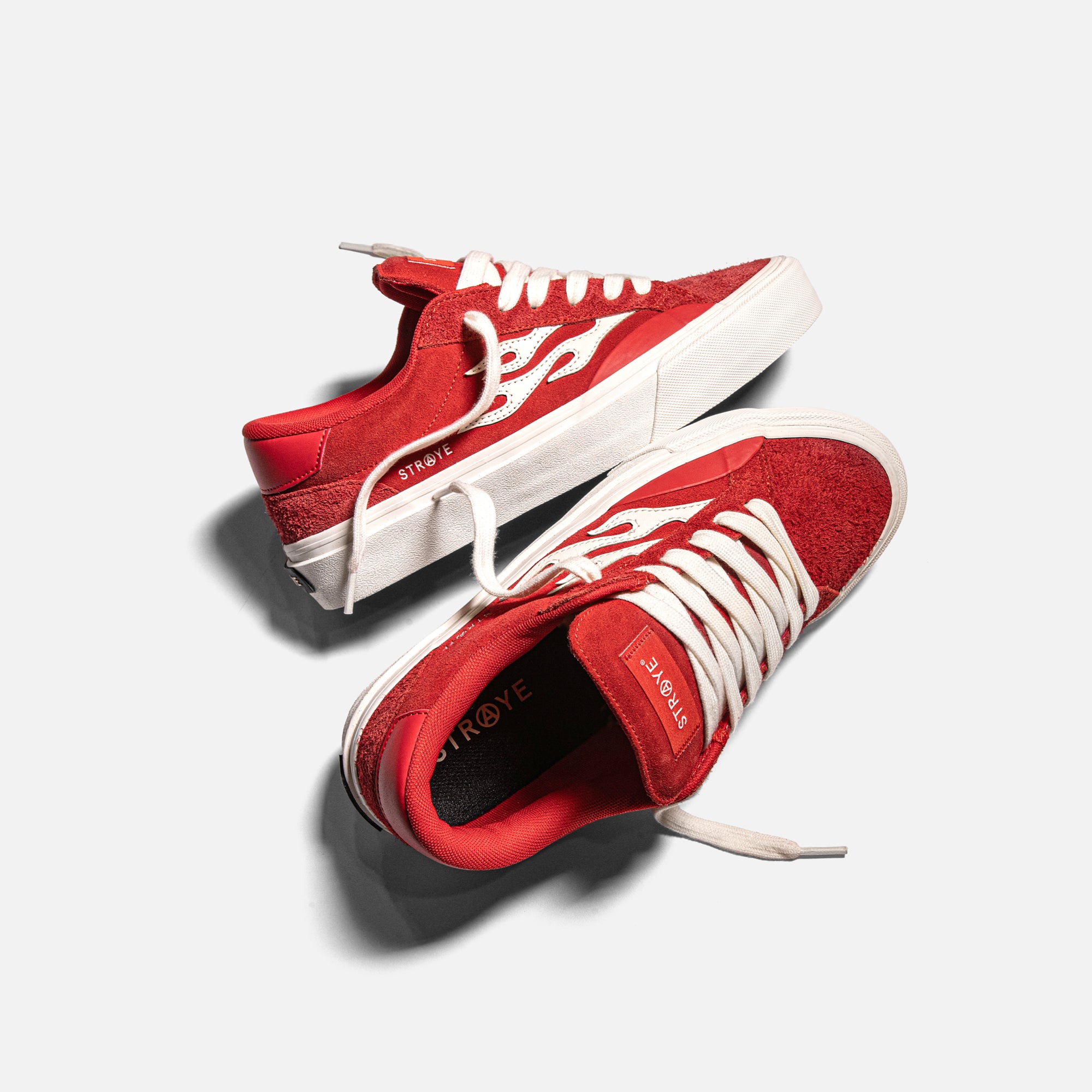 STRAYE Logan Red Flame hairy suede + suede low-top skate shoe