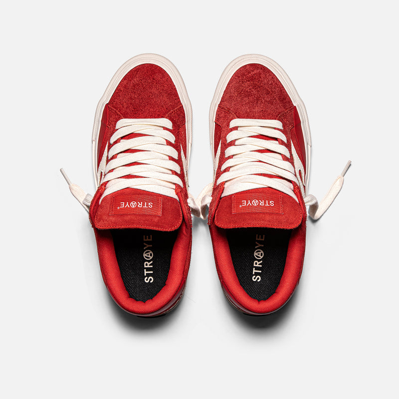 STRAYE Logan Red Flame hairy suede + suede low-top skate shoe