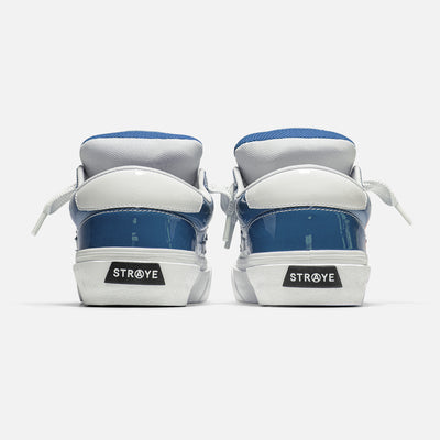 STRAYE Logan Puff Glossy Blue patent leather — puffy low-top skate shoe