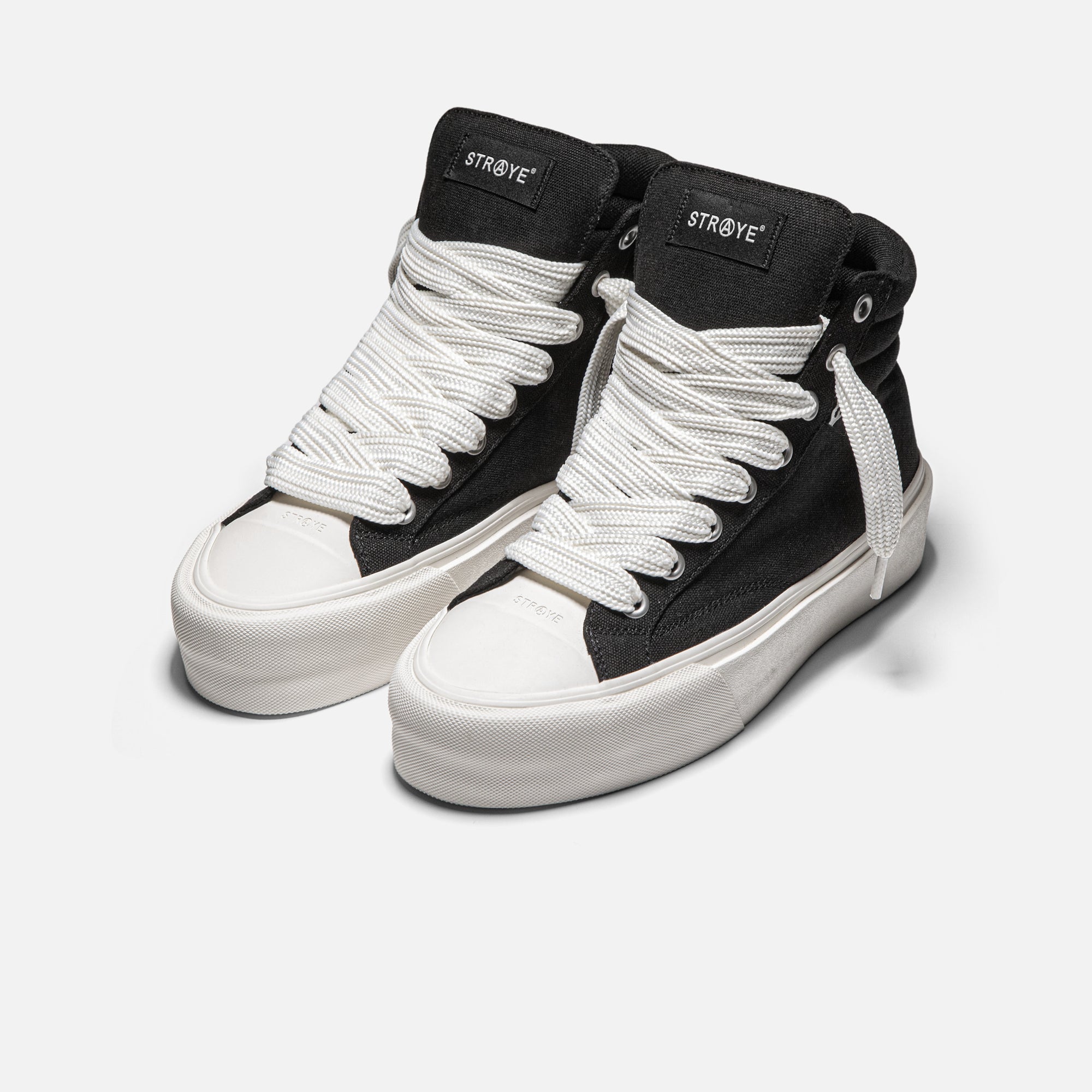 STRAYE VENICE STOMPER - BLACK | Canvas High Top Skate Shoes