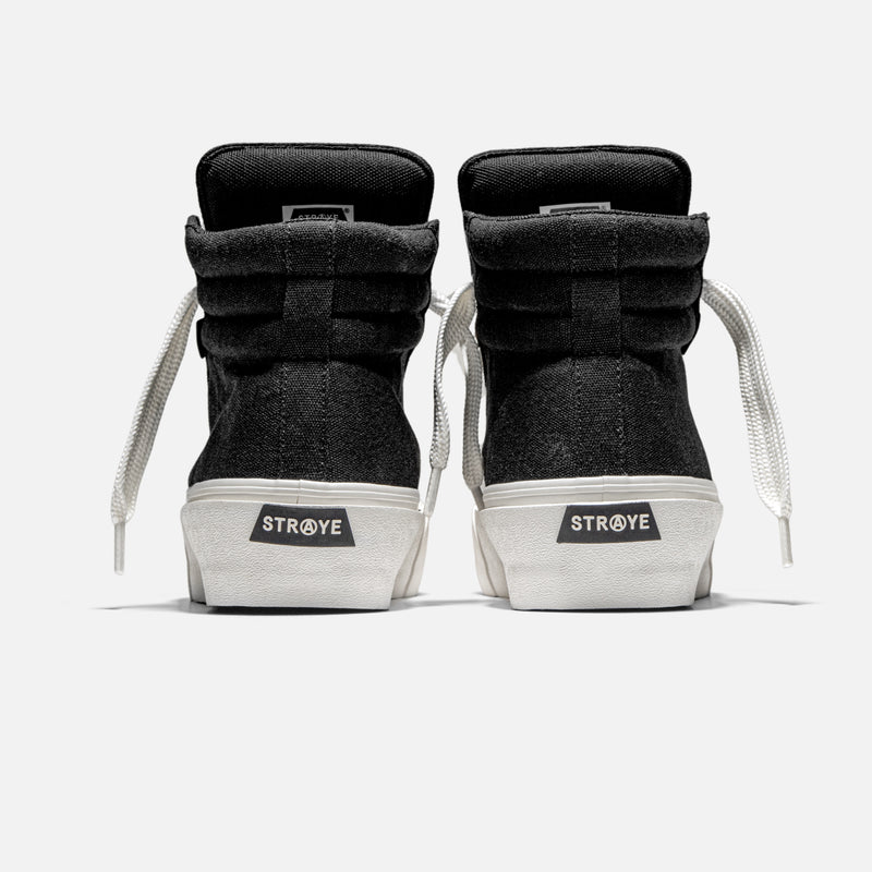 STRAYE Venice Stomper Black vegan canvas high-top with 2-inch lift