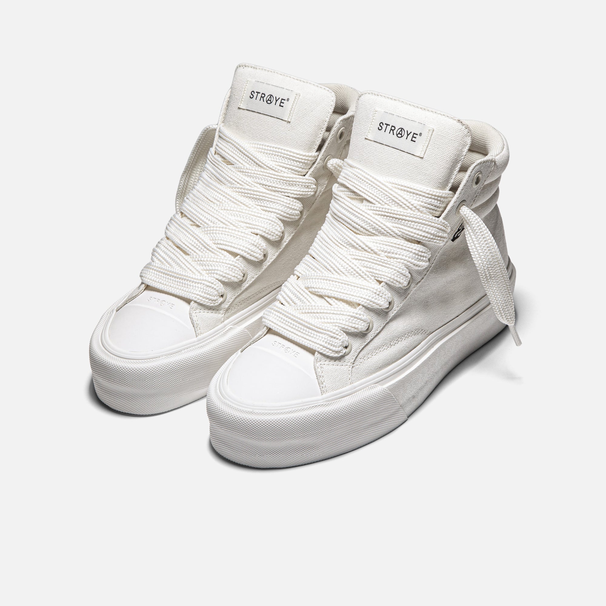 STRAYE VENICE STOMPER - CREAM | Canvas High Top Skate Shoes