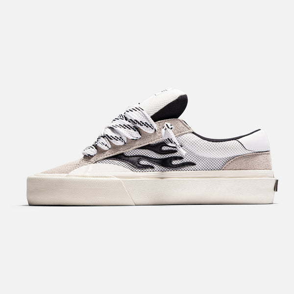 LOGAN PUFF - BONE | Suede / Mesh Low Top Skate Shoes - STRAYE